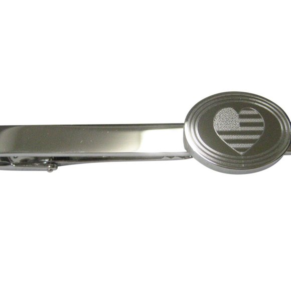Kiola Designs | Accessories | Etched Oval American Flag With Heart Tie ...